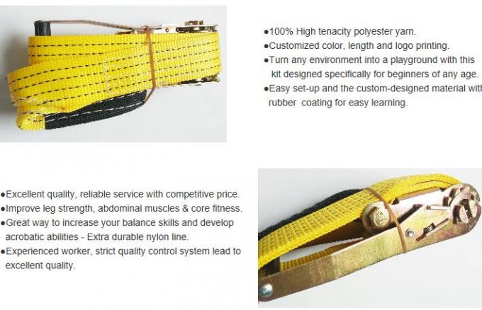 Balance Training Polyester Tight Rope Strap , WLL 30KN Ratchet Strap ...