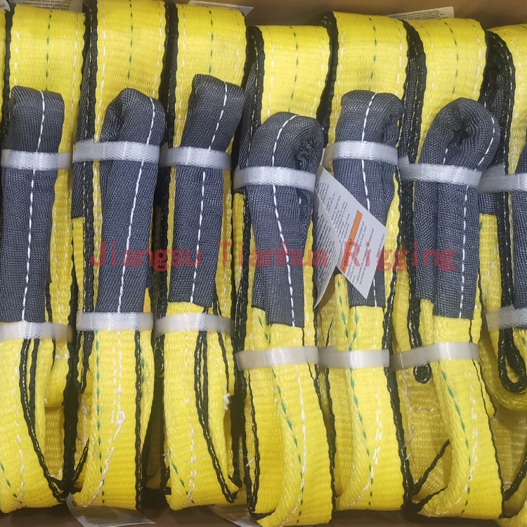 Yellow Polyester Web Sling have one Blue Stripe in the middle of ...